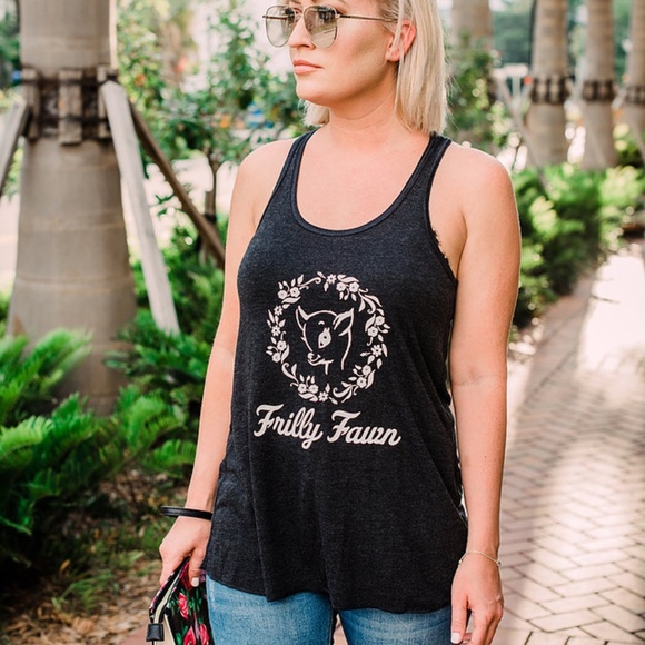 Anvil | Tops | Custom Made Frilly Fawn Tanks | Poshmark